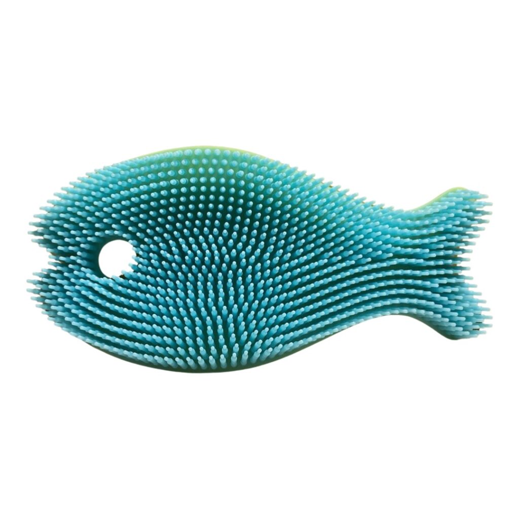 Silicone Bath Scrub – Aqua / Green Fish - Busy Beez Toy Box