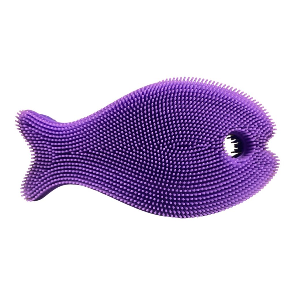 Silicone Bath Scrub Fish – Purple - Busy Beez Toy Box
